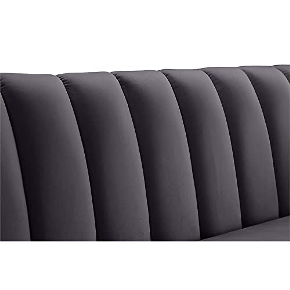 Meridian Furniture 674Grey-S Dixie Collection Modern | Contemporary Velvet Upholstered Sofa with Deep Channel Tufting, 84" W x 37" D x 32.5" H, Grey