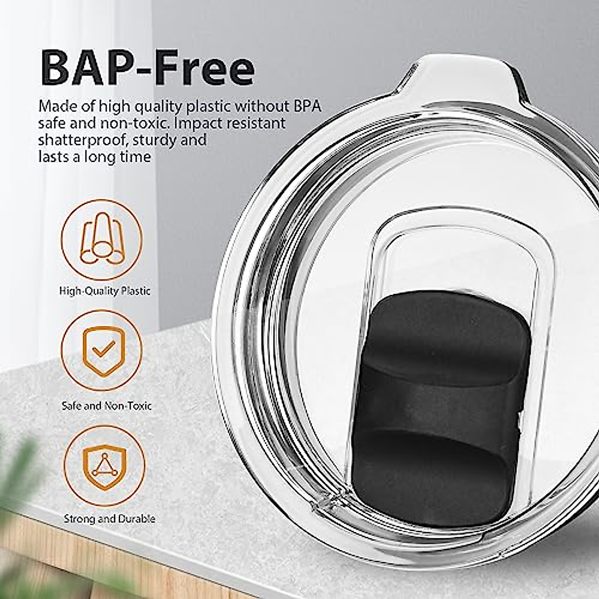 Ullnosoo Tumbler Lids for Yeti, 2 Pack Magnetic Replacement Cup Covers for 20 oz Tumbler, 10/24 oz Mug, 10 oz Lowball, 16 oz Pint, for Rambler, Ozark Trail, Old Style Rtic, Coffee Tumbler Leak Proof