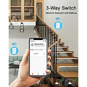Smart Light Switch - Thinkbee 2.4Ghz WiFi Wireless Light Switch kit, Compatible with Alexa, Google Assistant and IFTTT, Outdoor 1969ft Indoor 164ft Remote Control, No Hub Required, Ceiling LED Lamp
