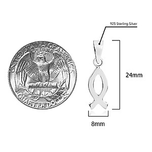 AeraVida Faithful Ichthys Jesus Fish .925 Sterling Silver Pendant | Christian DIY Pendant for Men | Christian Fish Necklace