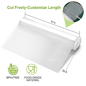 Bonsenkitchen Vacuum Food Sealer Rolls Bags, 2 Packs 8 in x 20 ft Storage Bags, BPA Free, Durable Commercial Customized Size Food Bags for Food Storage and Sous Vide Cooking