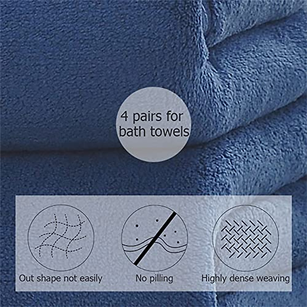 Premium Oversize Bath Towel 4 pieces Set-Quick Drying-Microfiber Coral Velvet Highly Absorbent Towels-Multipurpose Use as Bath Fitness,Bathroom,Shower,Sports,Yoga Towel(30x60inch, Blue)