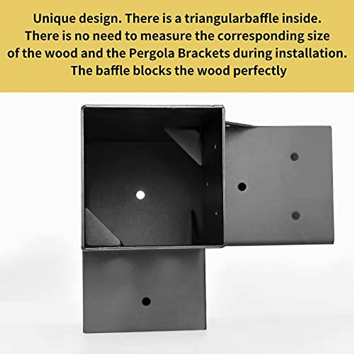 Nrspp Pergola Bracket，4x4 Pergola Kit 3-Way Right Angle Corner Bracket with Black Powder Coated,Woodwork DIY Pergola Kit & Post Base Brackets for Gazebos, Patio Pergolas(Actual: 3.5"x3.5") 4 Set