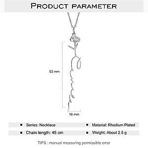 ALBERTBAND Birth Flower Name Necklace Custom Any Name Necklace for Women Birth Month Flower Necklace for Her Birth Flower Jewelry for Girlfriend Women Wife (Silver)