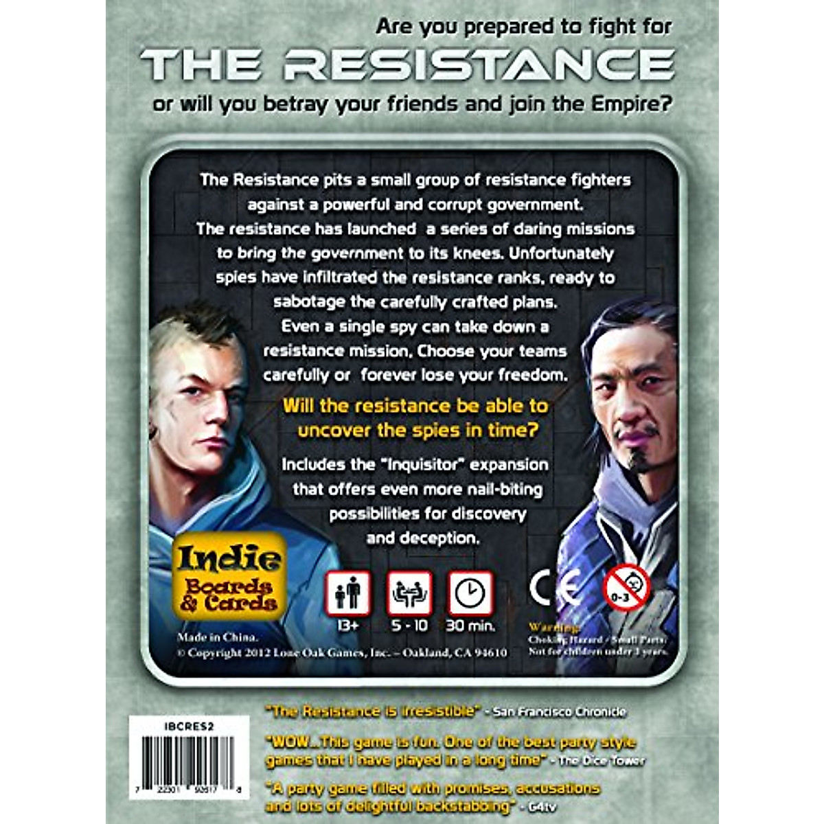 The Resistance Card Game - Social Deduction, Strategy, Bluffing, Negotiation, and Deception for Teens and Adults - Party Game for 5-10 Players Ages 13+ in 30 Minute Rounds by Indie Boards & Cards