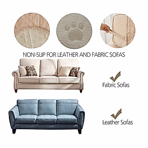 Ameritex Couch Sofa Slipcover 100% Waterproof Nonslip Quilted Furniture Protector for Dogs, Children, Pets, Machine Washable (Beige, 68")