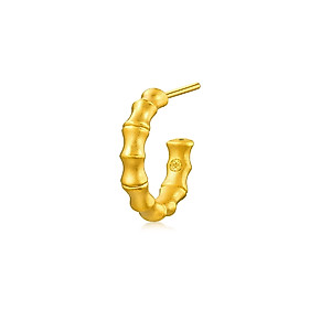 CHOW SANG SANG Cultural Blessing 999 24K Solid Gold Bamboo Single Stud Earring for Women 92241E (Sold Single Not Pair)
