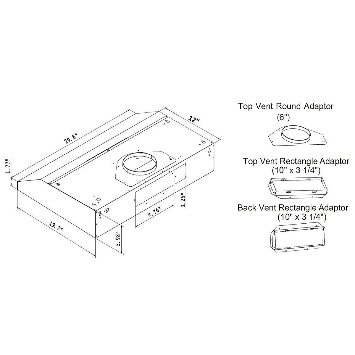 CROWN 30" 800 CFM Powerful Stainless Steel Under Cabinet Range Hood - Ultra Quiet Design with Adjustable Speed Control - Stylish & Efficient Kitchen Ventilation Solution | PRO-BF04
