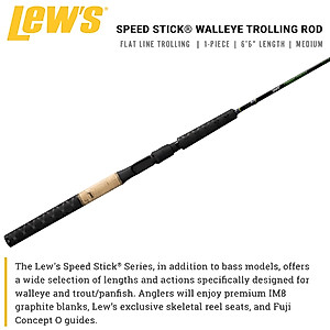 Lew's Speed Stick 6'6"-1 Medium Flat Line Trolling Walleye Rod