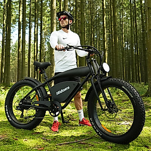 Hidoes 1600W(Peak) 26” Fat Tire Electric Bike 18.2Ah 48V 37MPH 35Miles 7-Speed Gears Electric Snow Beach Mountain Ebikes Electric Bicycle Electric Dirt Bike for Teens Adult