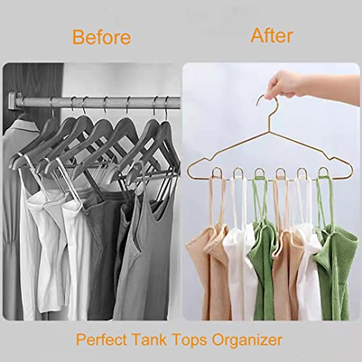 Multifunctional Wavy Hangers, Vest Hangers, Bra Hangers, Scarf Hangers, Space-Saving Metal Hangers for Hanging Halter Tops, Vests, Scarves, Ties, Belts, Hats Hangers。 (5 PCS) (Rose-Gold)
