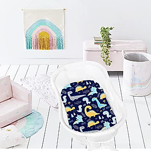 AMROSE Premium Cotton Bassinet Sheets, Fit for Halo Bassinest Swivel Sleeper, 2 Pack Hourglass Bassinet Mattress Sheet Set for Baby Boys, Soft Breathable Safe, Dinosaur & Stars