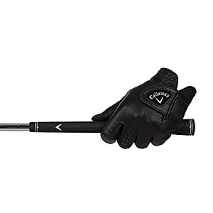 Callaway Golf Men's OptiColor Leather Glove, Black, Large, Worn on Left Hand