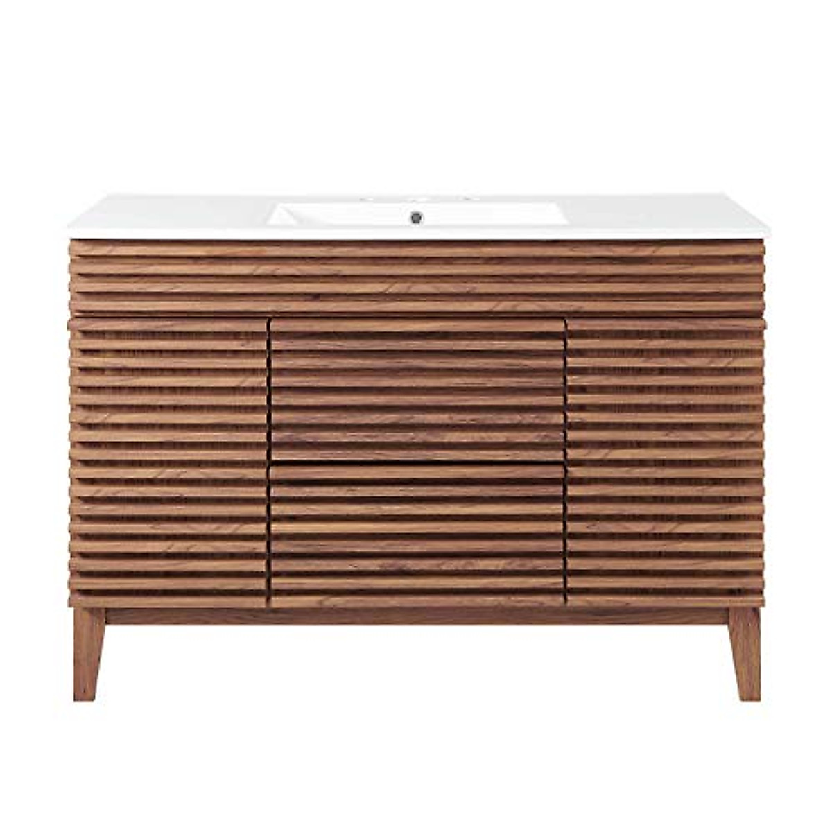 Modway Render Vanity Floor, Single Sink, Walnut White