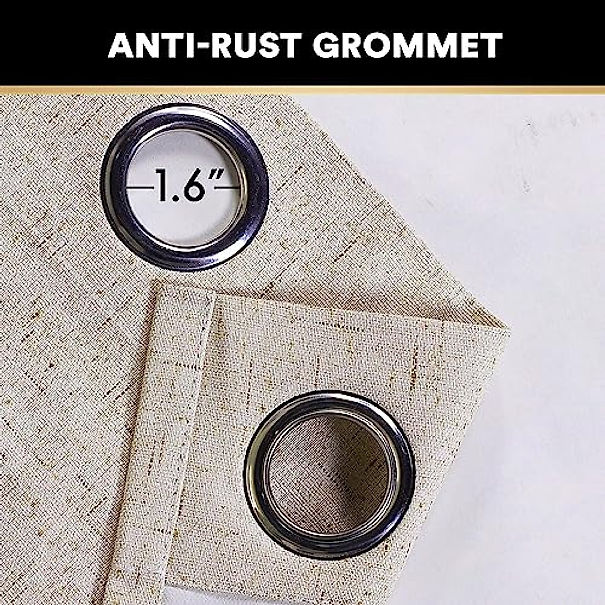 Primitive Textured Linen 100% Blackout Curtains for Bedroom/Living Room Energy Saving Window Treatment Curtain Drapes, Burlap Fabric with White Thermal Insulated Liner (2 Panels, 52 x 84 in, Natural)