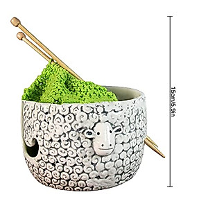 FGYZYP Resin Yarn Bowl, Sheep Knitting Bowl, Decorative Yarn Ball Holder, Handmade Craft Knitter Storage Supplies Organizer Crocheting Accessories for Mothers Day Christmas Day Gifts