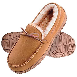 Amazon Essentials Men's Warm Plush Slippers, Light Brown, 14