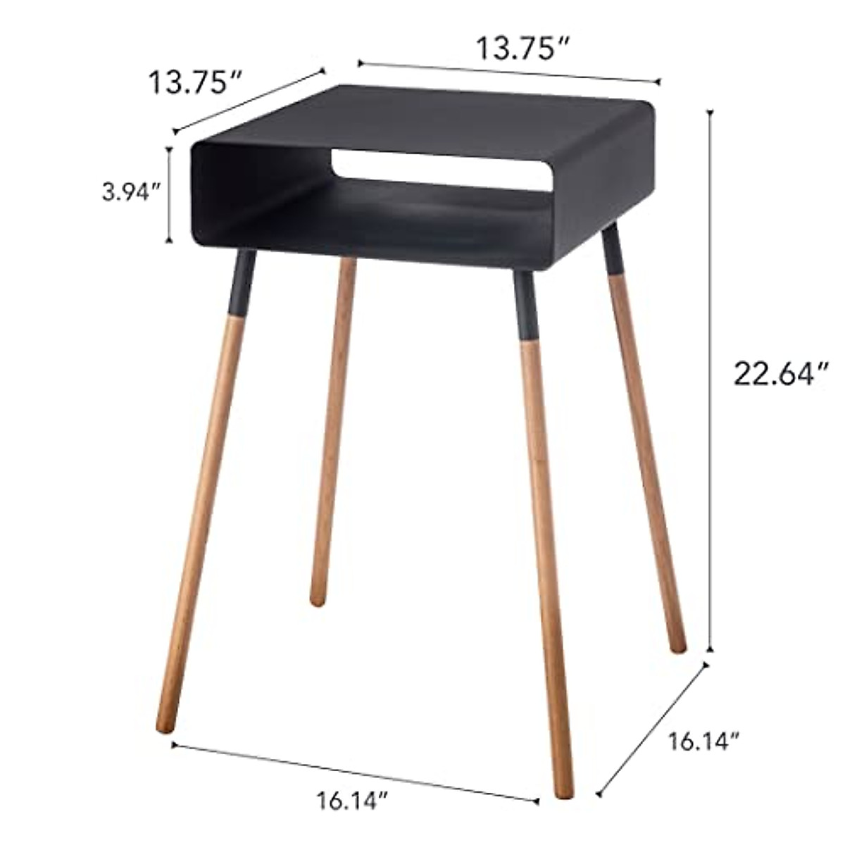 Yamazaki Storage Home | Steel + Wood | Tall | End + Side Tables, Black