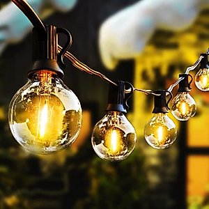 Vocevos Outdoor String Lights 100FT LED Outside Waterproof Patio Lights Backyard Heavy-Duty ETL Listed Shatterproof Plastic G40 Bulbs 0.6W Efficient Connectable Globe Light Decor Yard Café Exterior