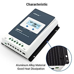 EPEVER 30A Solar Charge Controller MPPT 12V / 24V Auto Max.PV 100V Input Negative Ground Solar Panel Charge Regulator with MT50 Remote Meter Temperature Sensor RTS & PC Communication Cable RS485