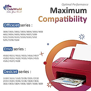 ColoWorld Remanufactured Ink Cartridge Replacement for HP 63XL 63 XL Work with Envy 4520 3634 OfficeJet 3830 3831 5252 4650 5258 5255 DeskJet 3636 3630 1112 1110 3637 3639 Printer (1 Black)