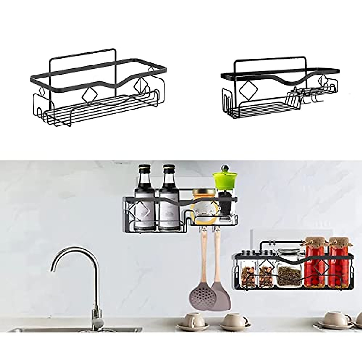 Wall Mount Bathroom Shelf Punch Free Hangable Organization Rack Multifunction for Home Bathroom Face Cleanser Organizer bathroom shower shelf