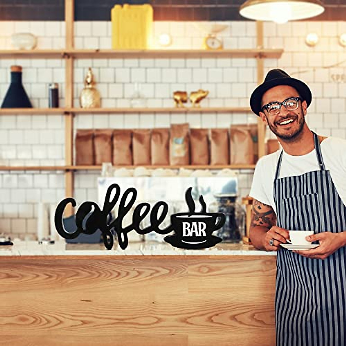 Yulejo Coffee Bar Sign Wooden Block Farmhouse Coffee Bar Decor Rustic Coffee Bar Decor for Coffee Bar Wooden Coffee Decor for Coffee Bar Home Office Kitchen