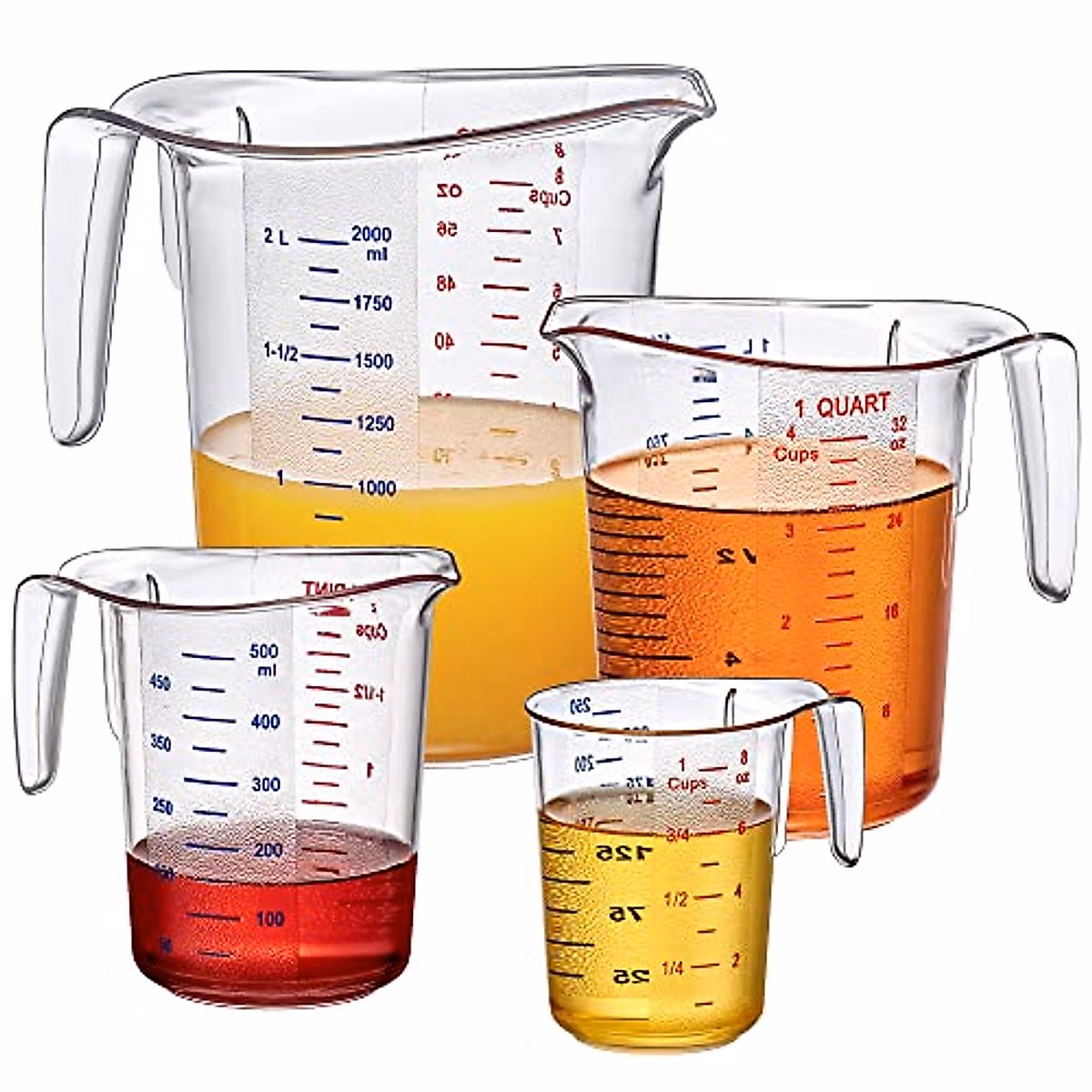 Amazing Abby - Melissa - Unbreakable Plastic Measuring Cups (4-Piece Set), Food-Grade Measuring Jugs, 1/2/4/8-Cup Capacity, Stackable and Dishwasher-Safe, Great for Oil, Vinegar, Flour, More