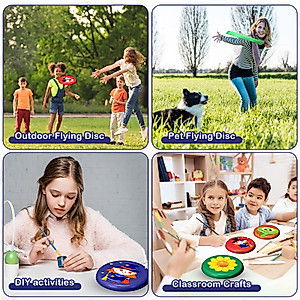 Tenceur 36 Pcs DIY Plastic Flying Disks Bulk 7 Inch Color Your Own White Flying Disc with 10 Paintbrushes and 3 Paints for Party Favors and Crafts Fun Home Activities Games