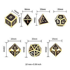 ZYM305 Metal Dice Set D&D Metal Polyhedral Dice Set DND RPG Role Playing Games Board Game D4 D6 D8 D10 D12 D20 Games Dice (Color : 115)