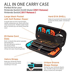 Drodalala Nintendo Switch Carrying Case OLED 2021, Nintendo Switch Case 2017 Girls, 20 Game Card Slots for Nintendo Switch Console Joy-Con, Dockable Heystop Protective Controller Case Accessories