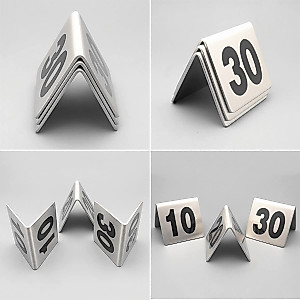 WEJUANR Table Numbers Stainless Steel, 1-25/50/100 Double Side Table Number Cards, Restaurant Seating Metal Stackable Table Numbers, Wedding Anniversary Events Party Supplies (Size : 1 to 100)