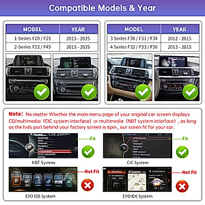 Road Top Wireless Carplay Wireless Android Auto for BMW 1 2 3 4 Series F20 F21 F22 F23 F30 F31 F32 F33 2011-2015 Year with NBT System, Compatible with Apple Carplay Retrofit Kit Decoder