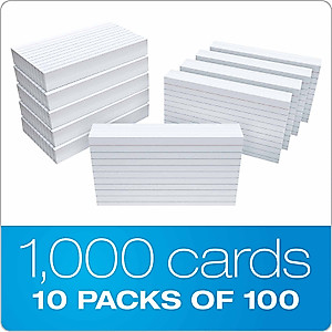 Oxford 31EE Ruled Index Cards, 3" x 5", White, 1,000 Cards (10 Packs of 100) (31)