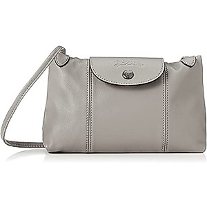 Longchamp Le Pliage Cuir Small Crossbody Leather Shoulder Bag Grey