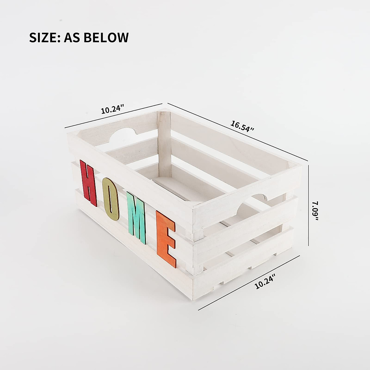 YAHUAN White Wooden Crates Decorative Wood Box Crates for Storage Vintage Wooden Storage Box for Kitchen, Office, Bedroom, Closet, Rustic Country Decor (White Home)