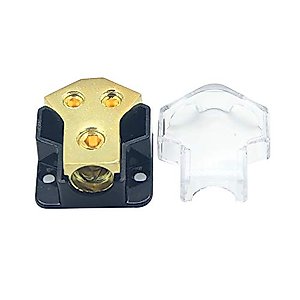 ZOOKOTO 0/2/4 Gauge in 4/8/10 Gauge Out Amp Power Distribution Block Car Audio Splitter 2 Way Outputs Power Distributor Block Fuse Holder 2Pcs