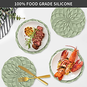 ME.FAN Silicone Trivet Mats - 4 Pack Pot Holders - 7.4'' Thickened Hot Pads for Hot pots, Pans and Dishes, Heat Resistant Silicone Trivet for Table and Counter Top Desert Sage