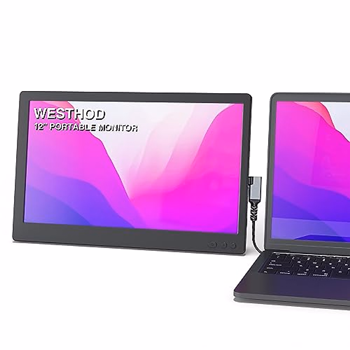 WESTHOD 12" Laptop Monitor Extender, Portable Monitor for Laptop HDMI USB C Portable Screen Extender FHD IPS, Display Travel Gaming Monitor, External Monitor for Laptop PC Mac Phone PS4 Xbox Switch