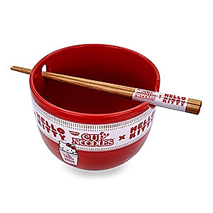 Sanrio Hello Kitty x Nissin Cup Noodles Red Ceramic Ramen Bowl and Chopstick Set