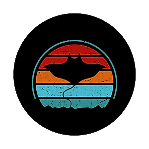 Retro Ocean Animal Manta Ray Lover Scuba Diving Manta Ray PopSockets Swappable PopGrip