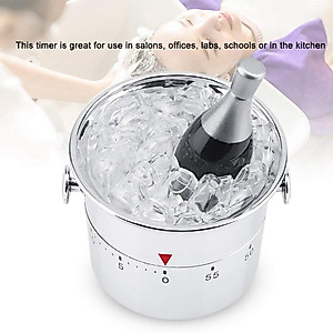 WBTY Bucket Shaped 60 Minutes Kitchen Timer Stainless Steel Mechanical Wind up Timer Time Reminder