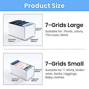 2 Packs Wardrobe Clothes Organizer,Upgrade PP Board Clothes Organizer for Folded Clothes,7 Grids Washable Drawer Organizers for Clothing for Jeans,Pants,T-shirts,Underwear,Socks,Leggings (Large)