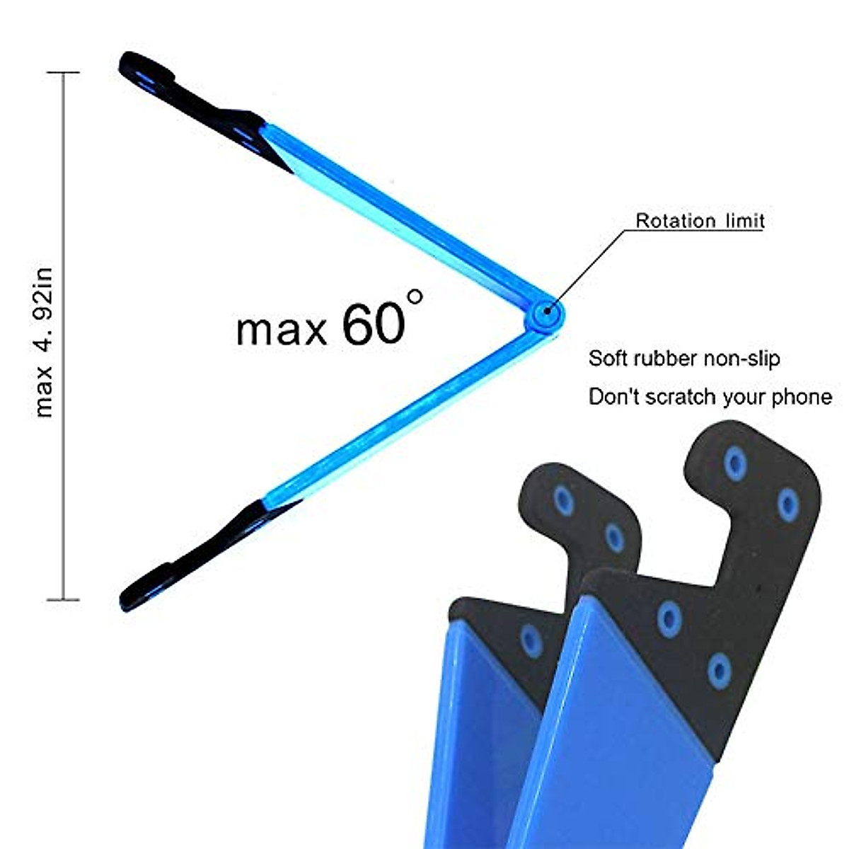 Portable Cell Phone Stand for Desk, Foldable Pocket Travel Mobile Phone Holder, Upgrade Universal V Smartphone Kickstand Mount Compatible with iPhone IPads Tablet Kindle Android, Pack of 3