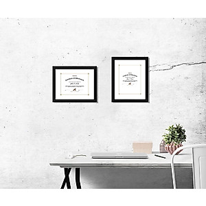 Golden State Art, 11x14 Diploma Wood Frame for 8.5x11 Document & Certificates, Real Glass (Black with Single White Mat, 2-Pack)