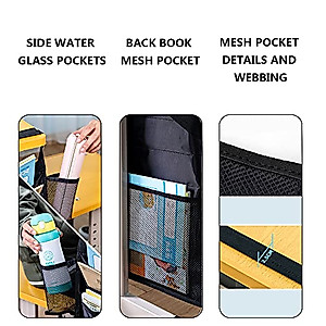 KALASONEER Desk Side Hanging Storage Bag with Water Bottle,Books Orgnaizers,Files Storage and Pen Holder,Durable Oxford Material.