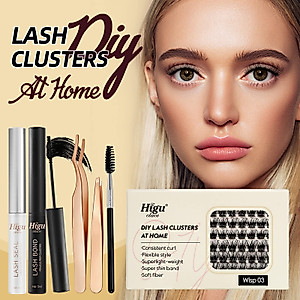 Lash Clusters DIY Eyelash Extension 72 pcs D Curl Cluster Lashes Individual Lashes Cluster Lashes Wisps Reusable Eyelash Segments Professional Makeup for Self-application (Wisp 03 mix 10-16mm)