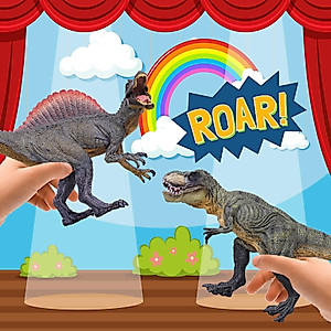 Gemini&Genius Dinosaur Toys Tyrannosaurus Rex and Spinosaurus Dinosaur World Action Figures, Great Birthday Gift, Collection, Cake Topper, Party Supplies, Room Decor for Kids 3-12 Years Old