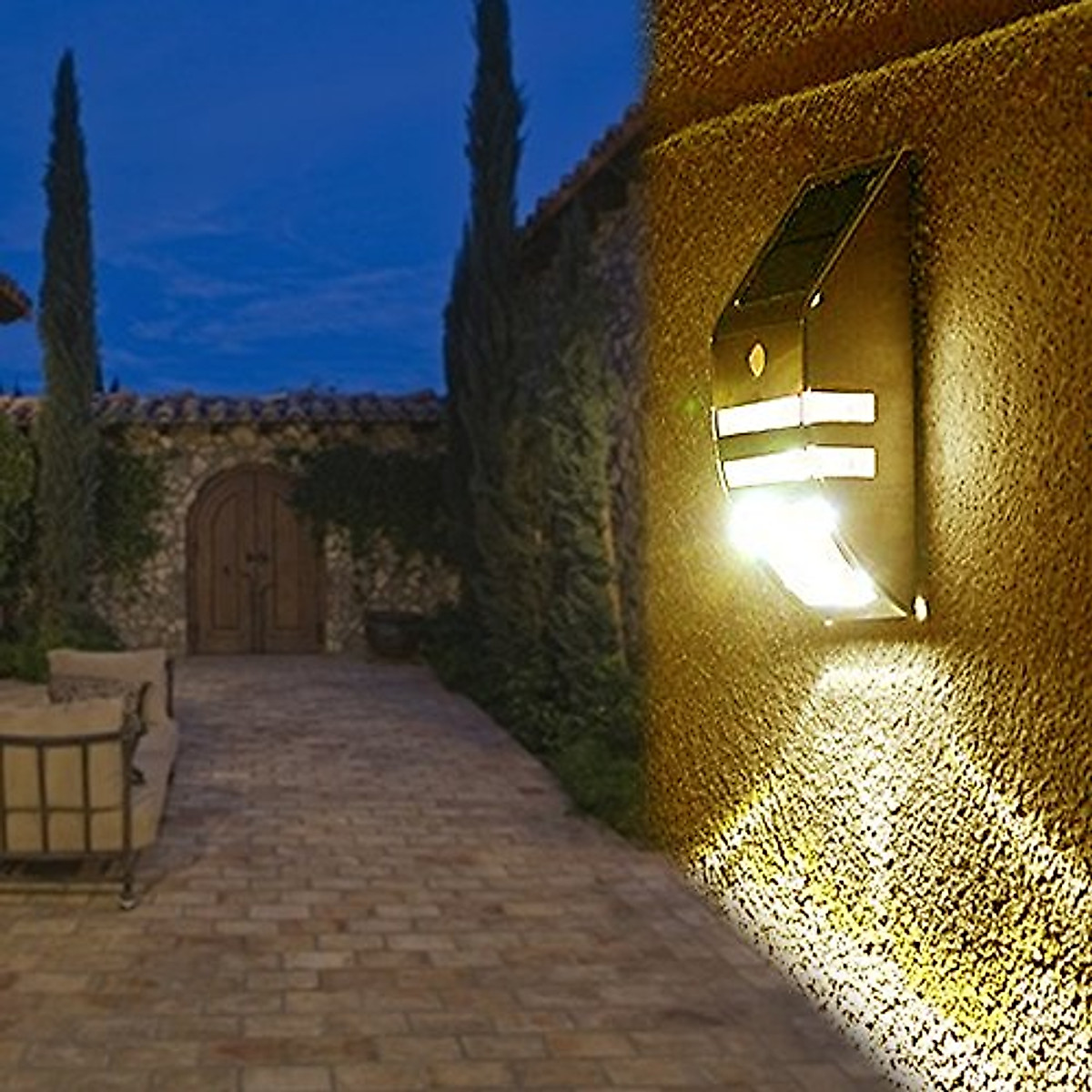 Solar Power LED PIR Motion Sensor Solar Powered Lights, Outdoor Waterproof Path Wall Lamp Home Garden Security Lamps for Driveway, Yard, Garden, Patio