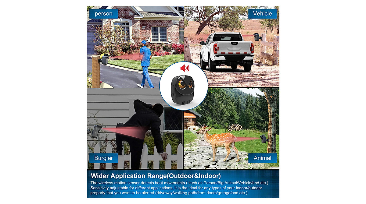 Driveway Alarm Wireless Long Range Security System Outdoor Indoor